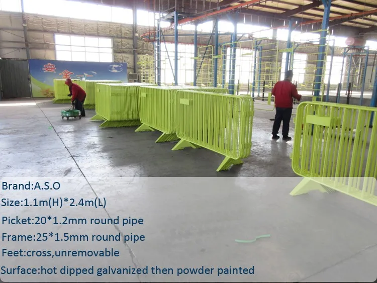 Yellow Color Powder Coated Custom Made Metal Crowd Control Barrier With ...