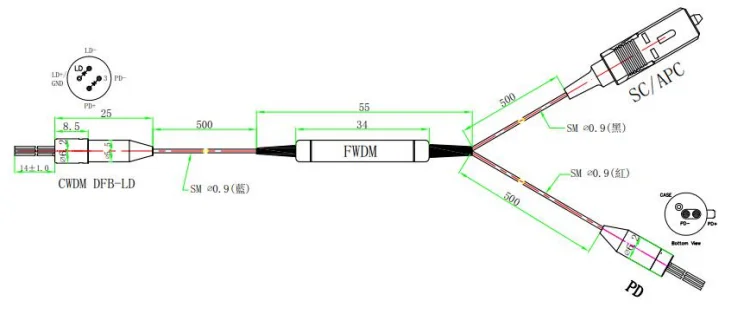 1x2 1310nm/1550nm Optical Fiber Coupler Fused Wdm Fwdm Sc/apc - Buy 1x2 ...