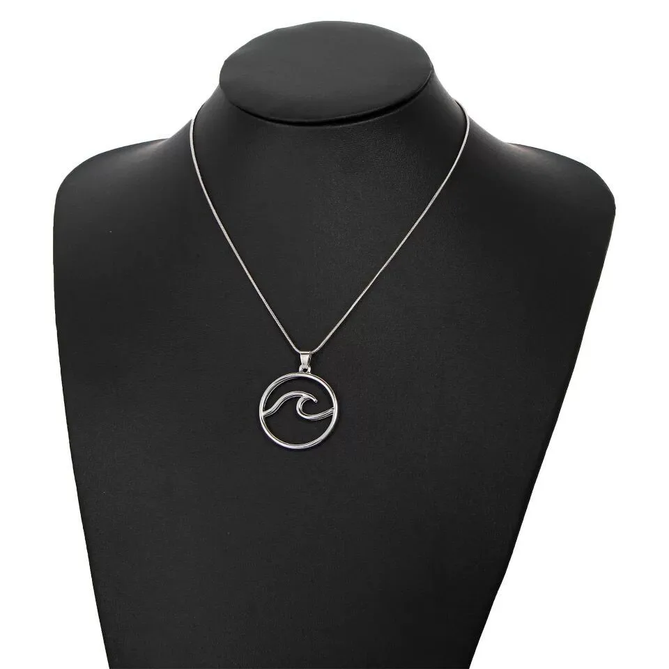 Stainless Steel Signature Wave Charm Pendant Ocean Wave Necklace - Buy ...