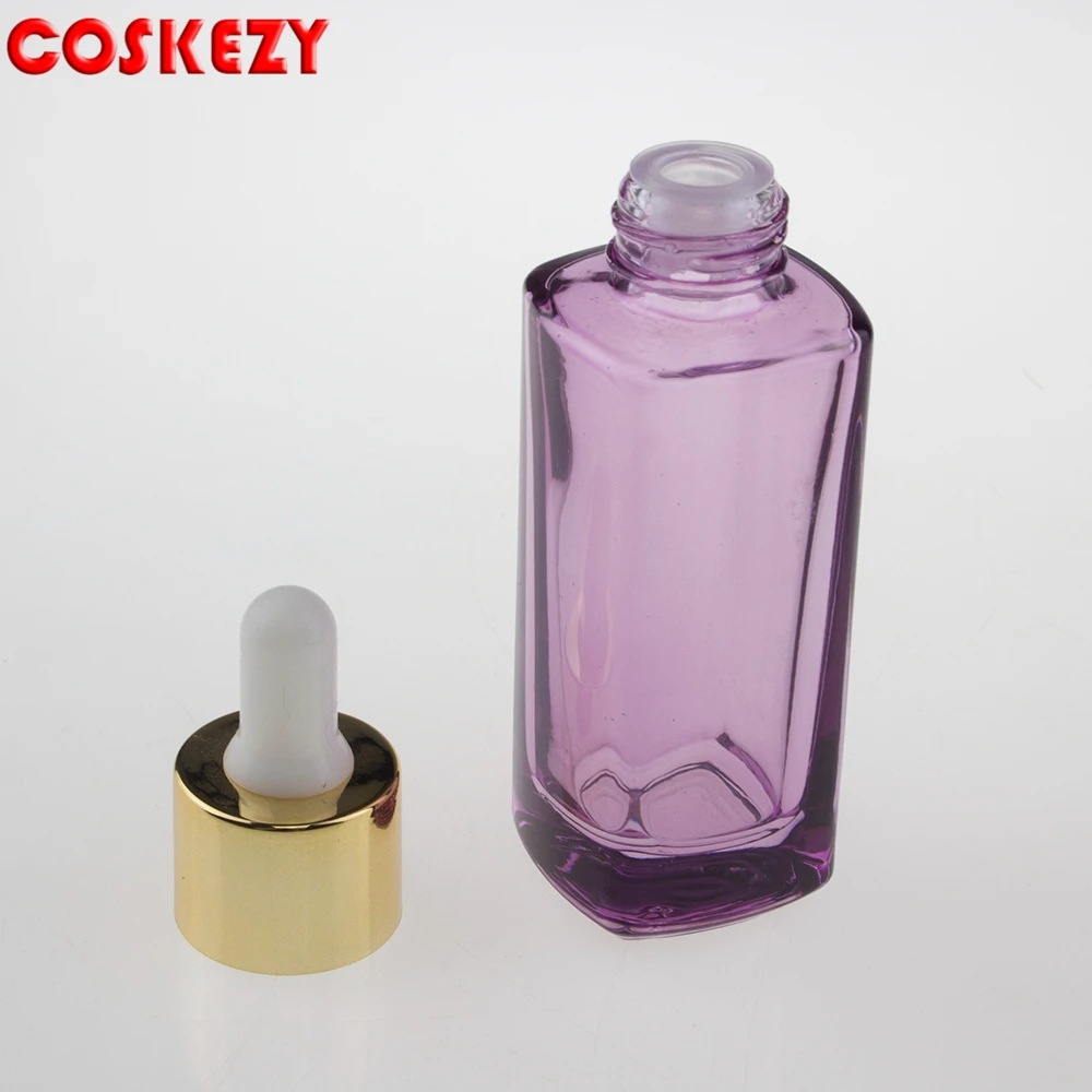 Purple 30ml Fancy Cosmetic Glass Empty Essential Oil Dropper Bottles ...