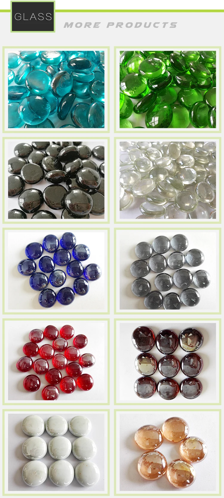 Decorative Flat Colored Glass Pebbles for Garden & More
