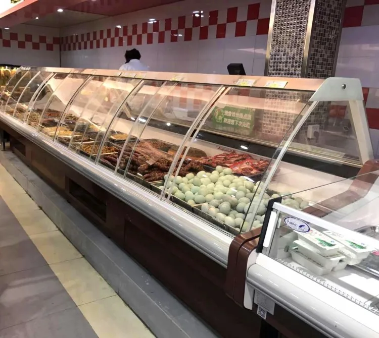 Butchery Shop Glass Door Service Counter Deli Meat Show Case ...