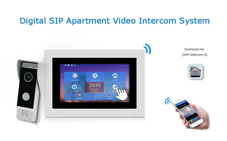 7 Inch Tft-lcd Touch Screen Video Door Phone System Full Duplex ...