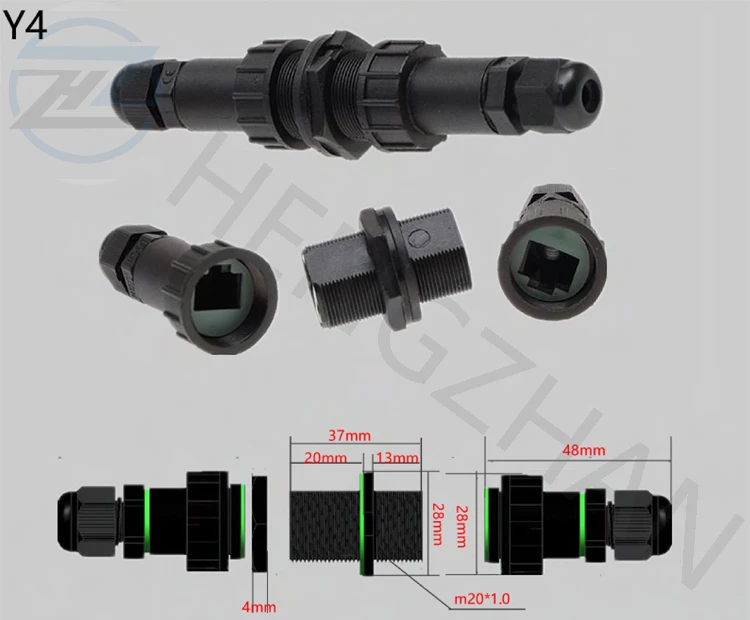 Panel Mount Ethernet Modular Jack - Waterproof RJ45 Connector