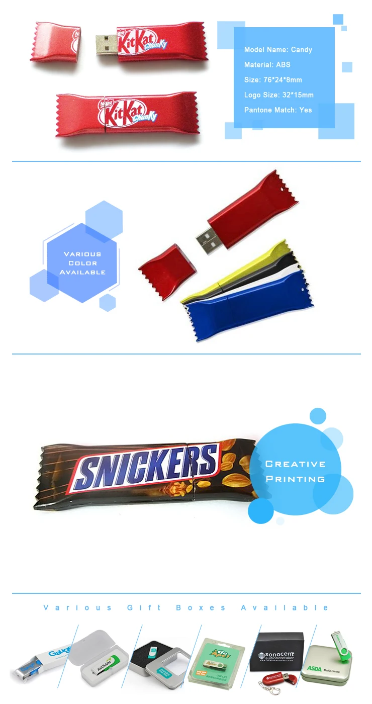 Offset Print Logo Kit Kat Candy Style Usb Stick - Buy Candy Style Usb ...