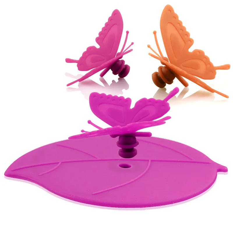 Butterfly Shaped Silicone Lid Cap Leakproof Mug Suction Airtight Seal ...
