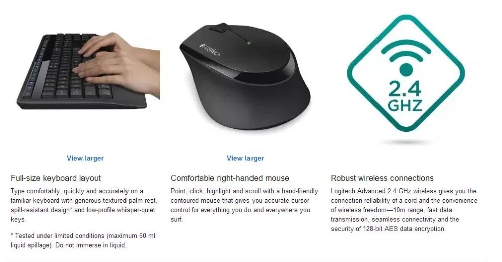 Logitech MK345 USB Wireless Multimedia Flat Keyboard Mouse Combo