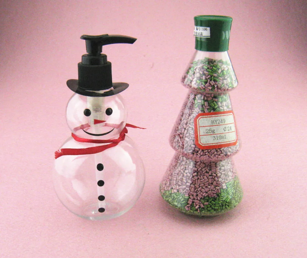 310ml Plastic Christmas Tree And Snowman Bottle For Lotion And Cosmetic ...