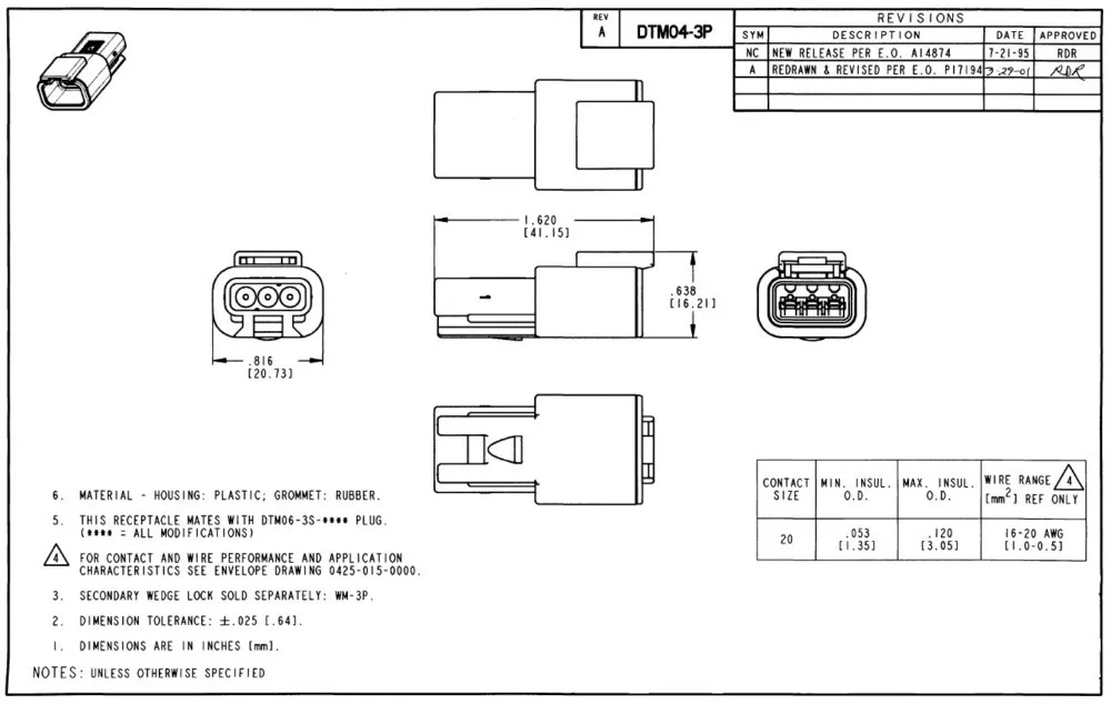 Kinkong Produced 3 Pin Male Dtm Deutsch Connector Dtm04-3p Atm04-3p ...