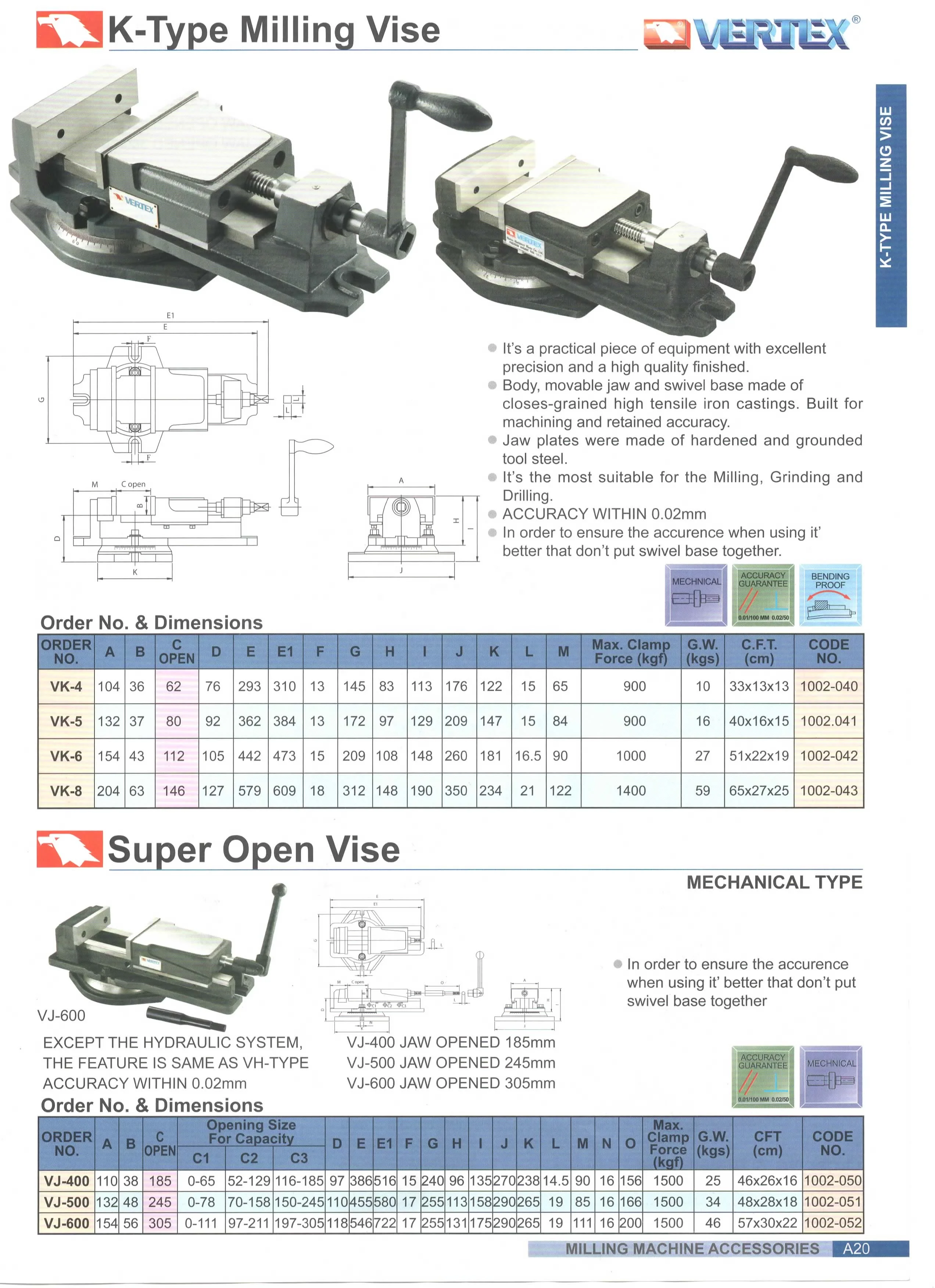 K-TYPE Milling Vise - Precision and Durability from VERTEX