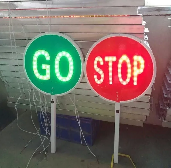 Easy Use Solar Power Rechargeable Hand Held Flashing Stop Go Led ...