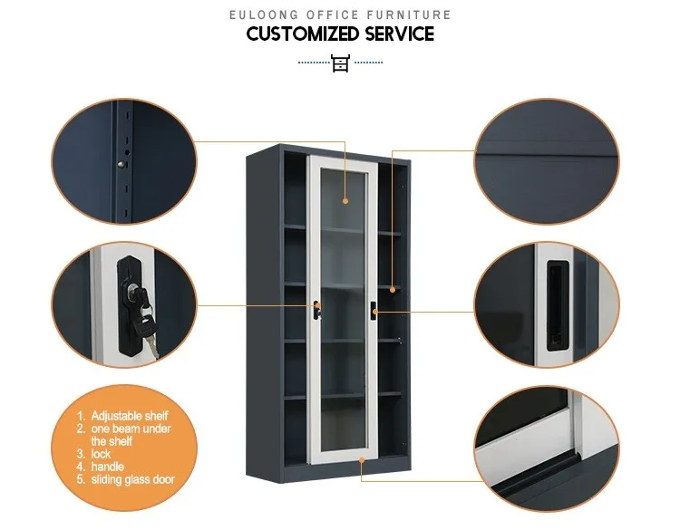 Steel Almirah Cupboard Design - Slide Glass Door & Adjustable