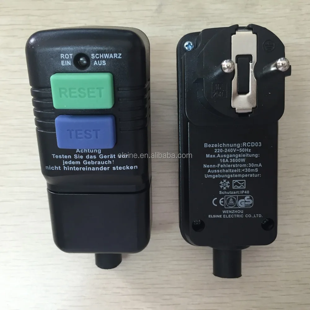 European type Residential Rewireable RCD/PRCD plug 230V 16A 30mA RCD03G ...