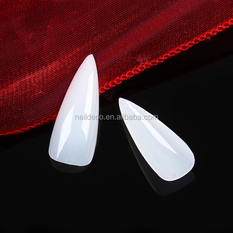 Nadeco Full Cover 500pcs Acrylic Long Stiletto Pointed Sharp False ...