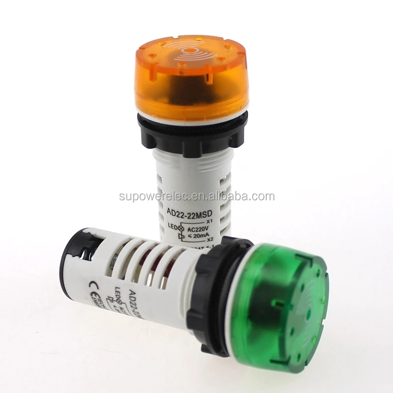 22mm Flash Buzzer Beep Indicator AD22-MSD LED Light 12V-380V
