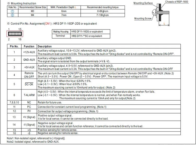 Mean Well 1600w 12v Power Supply 125a Single Output Ac Dc Switching ...