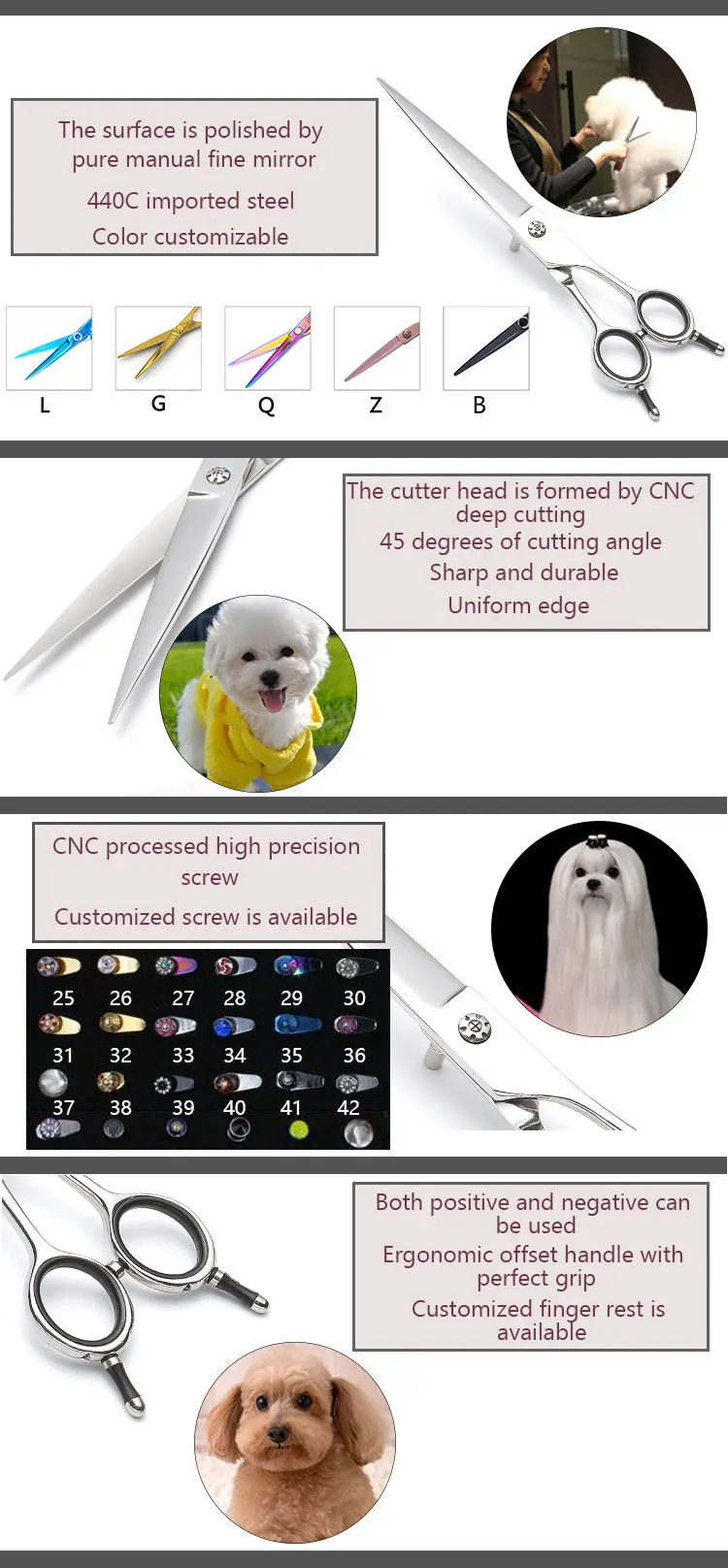 2019 Pet Scissors Super Curved Blade Pet Grooming Scissors 7.5" Dog ...