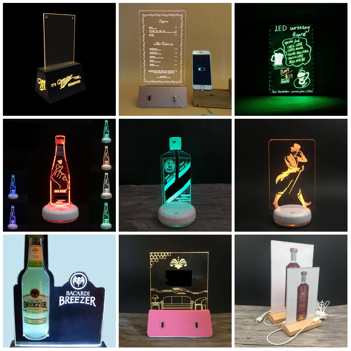 Lincond Custom Restaurant Menu Holder Acrylic Light Up Menu Board For ...