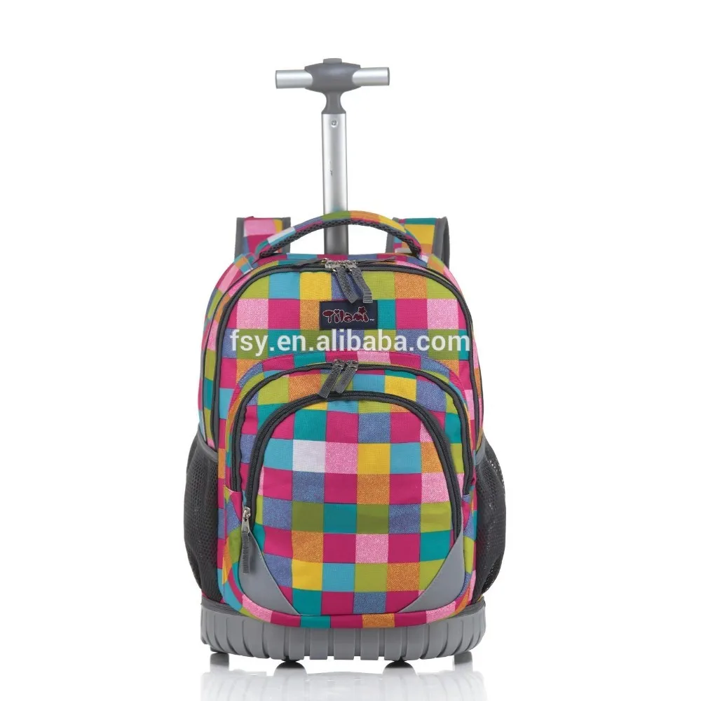 Student School Bag Kids Waterproof Wheeled School Trolley Backpack With ...