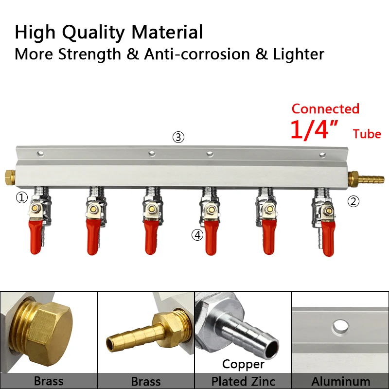 6-way CO2 Distributor Manifold for Home Brewing Gas