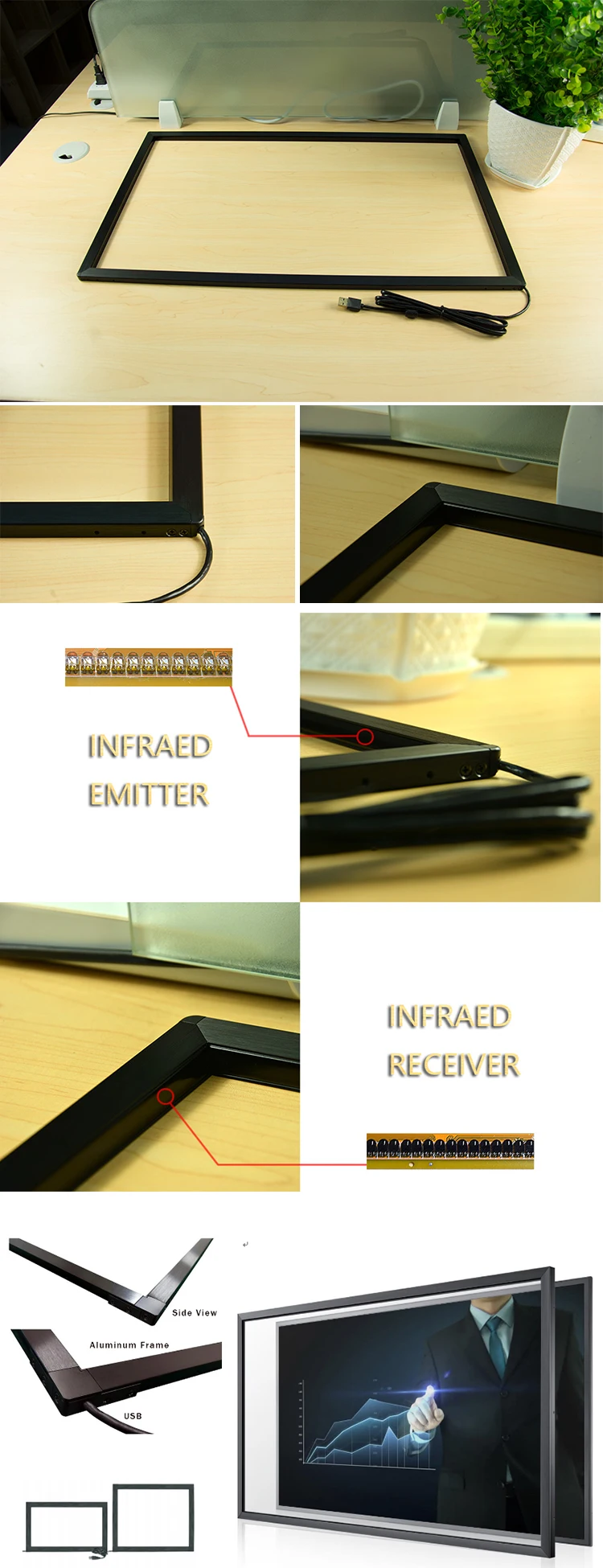 Ir Touch Replacement Lcd 65'' Screen Conversion Infrared Touch Frame ...