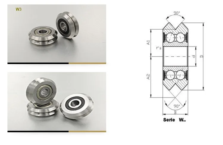 Vws4 Vee Guide Wheel Track Roller Bearing V Groove Guilde Wheels ...