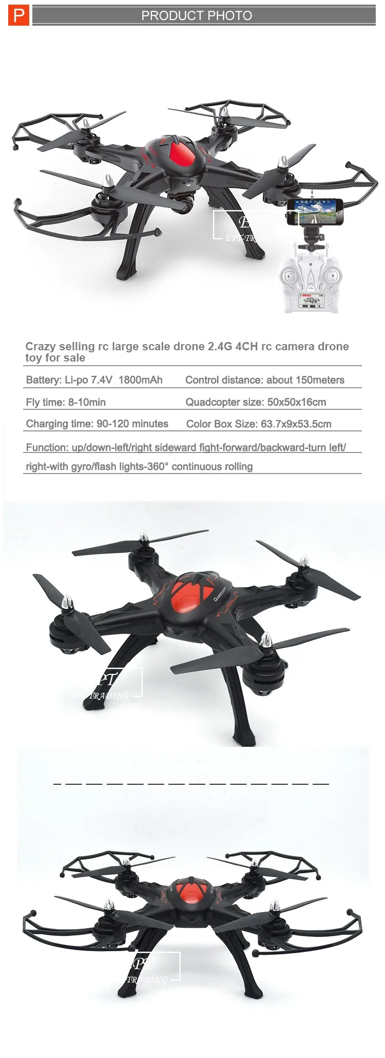 Crazy Selling Rc Large Scale Drone 2.4g 4ch Rc Camera Drone Toy For ...