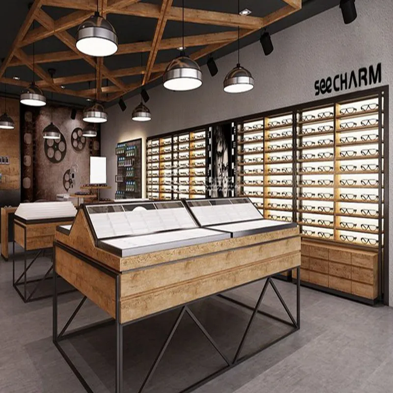 Eyewear Sunglasses Display Showroom Wood Optical Modern Optical Shop ...