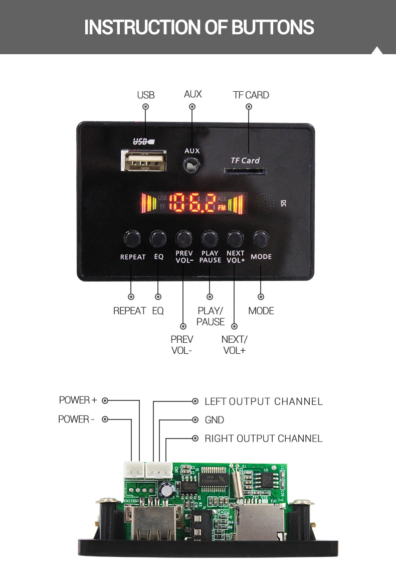 MP3 Decoder Board with FM Radio & Remote Control - VIRE