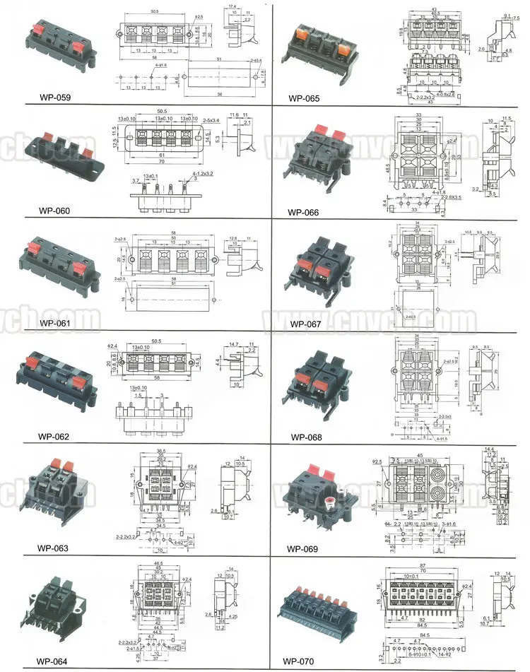 10a Batter Spring Type Terminal Blocks 4 Pin Speaker Wire Connectors ...