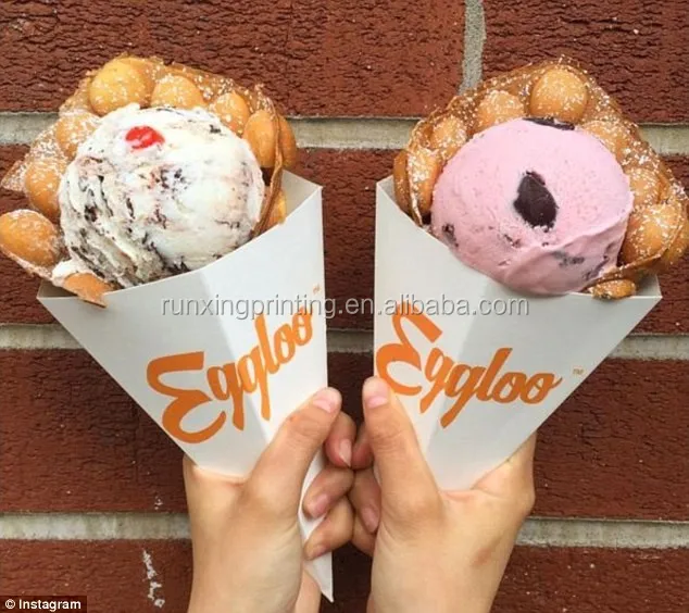 Runxing Custom Printed Paper Waffle Holder Cone Cup Box - Buy Paper ...