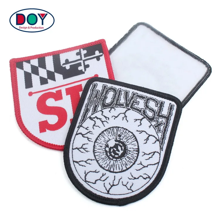 Cheap Custom Brand Name Logo Merrow Border Machine Woven Patch For Hat ...