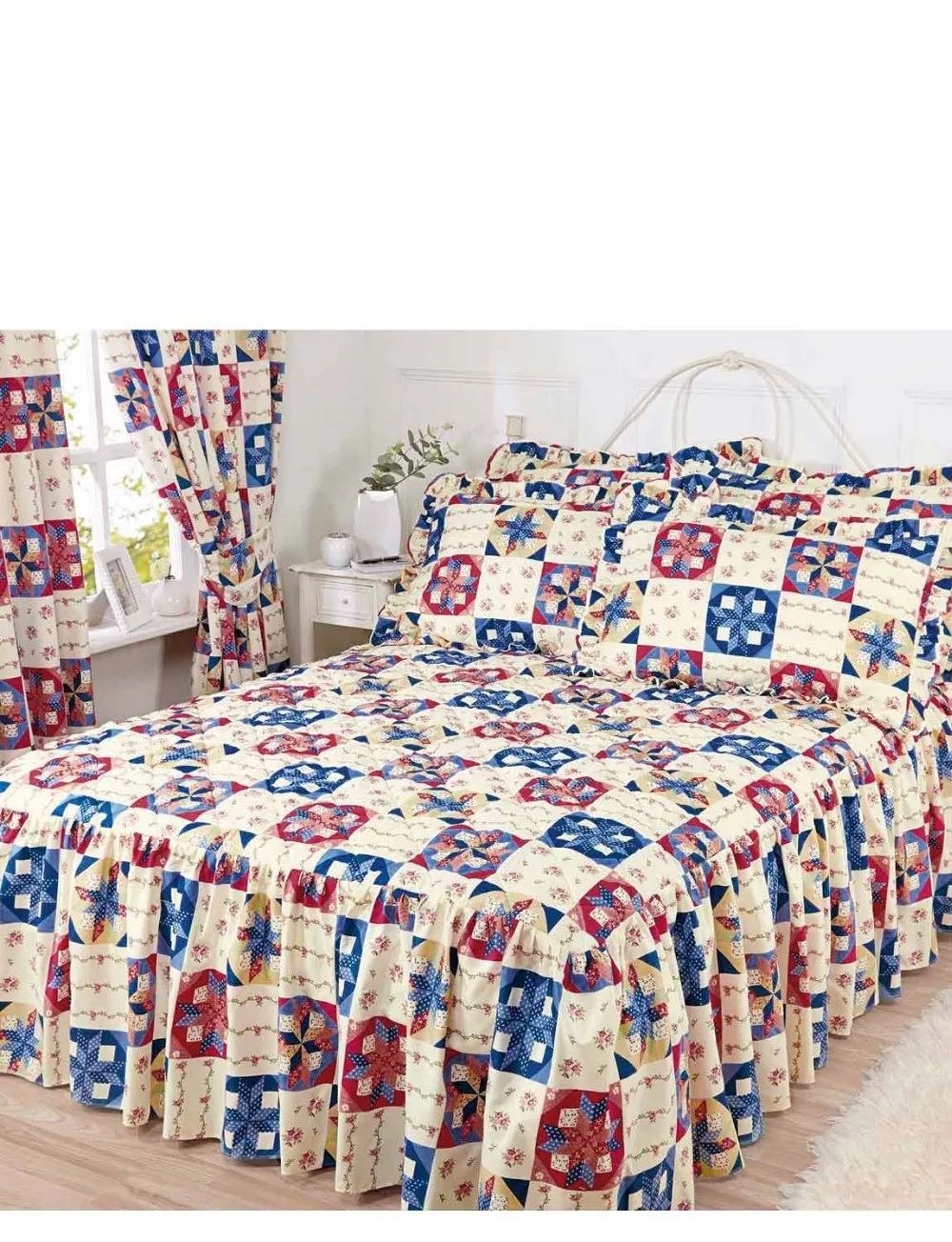 Traditional American Patchwork Home Bedding Print Pattern Fitted ...