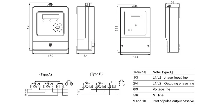 New Type Two Phase Three Wire Bidirectional Digital Kwh Energy Meter ...