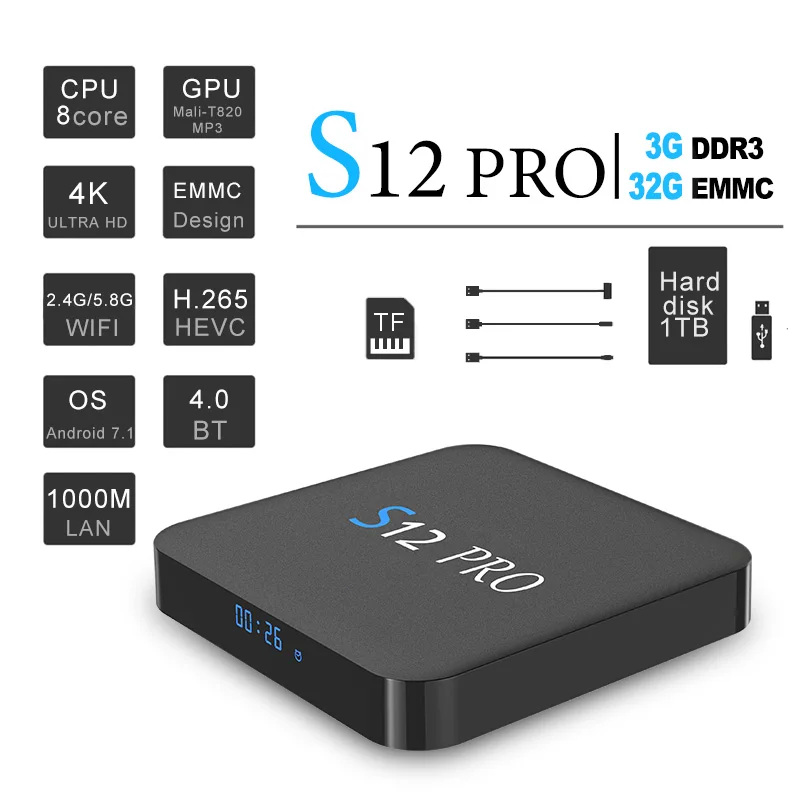 2018 Newest Arrival S12 Pro In Set Top Box Amlogic S912 Chip Android7.1 ...
