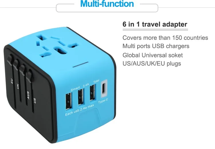 Android Phone Worldwide Universal Mobile Charger - Smart Travel Adapter