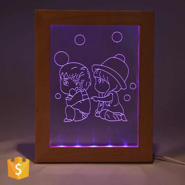 Latest Style Wooden Lighting Photo Frame,3d Led Photo Frame Light - Buy ...