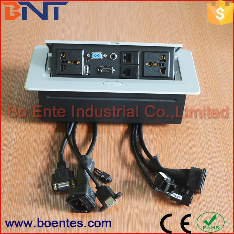 Desktop Pop Up Power Socket Box With Bottom Connection Plugs For Office ...