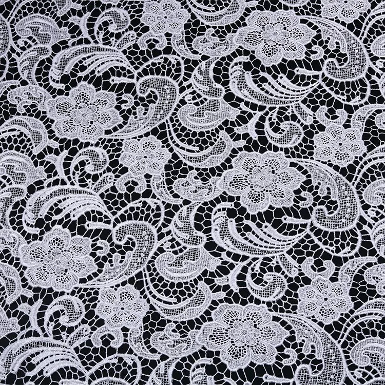 Tela de encaje Floral de nailon para vestido de boda, tejido de punto ...