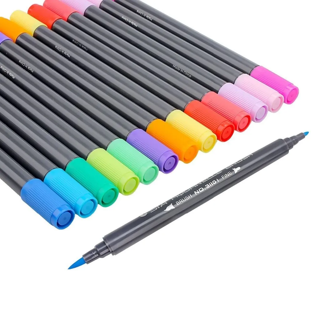 Customized Dual Tip Brush Pens With Fine Liner Tip,Watercolor Brush Pen ...
