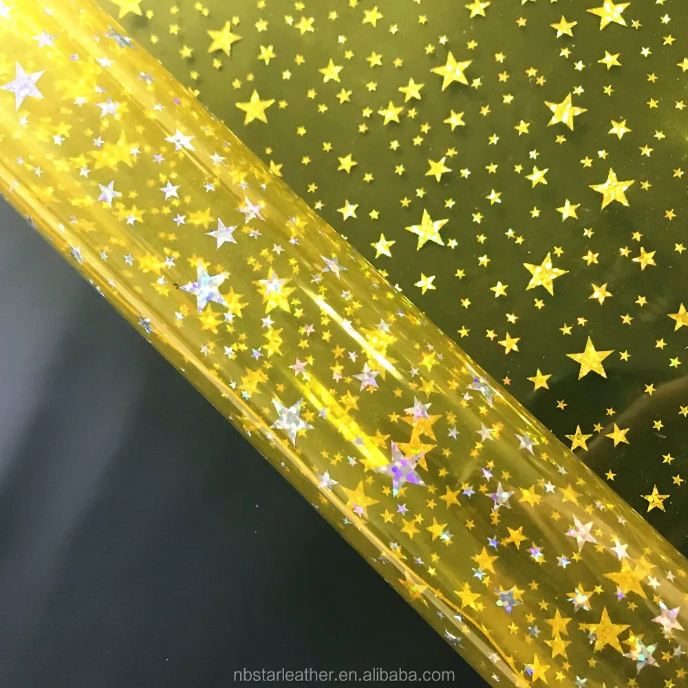 Transparent Vinyl Fabric With Shiny Star Design For Decoration - Buy ...