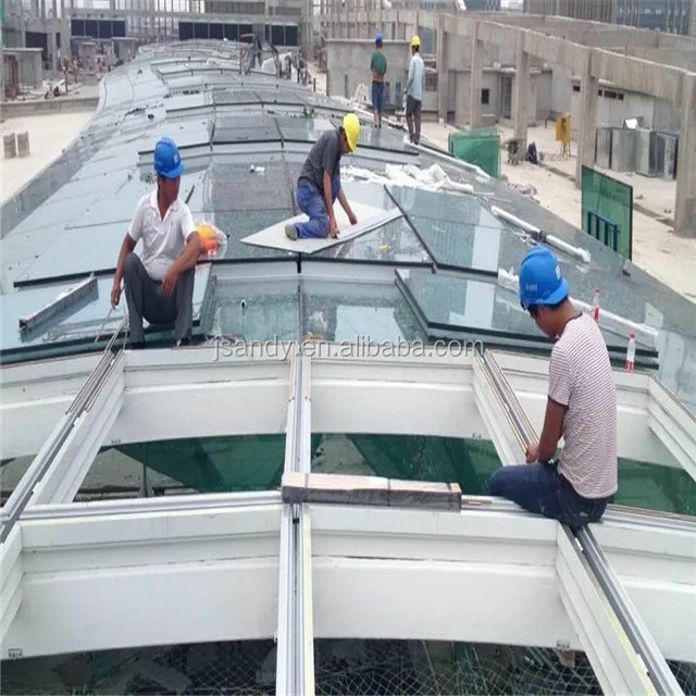 Large Commercial Center Buildings Steel Frame Glass Roof System For ...