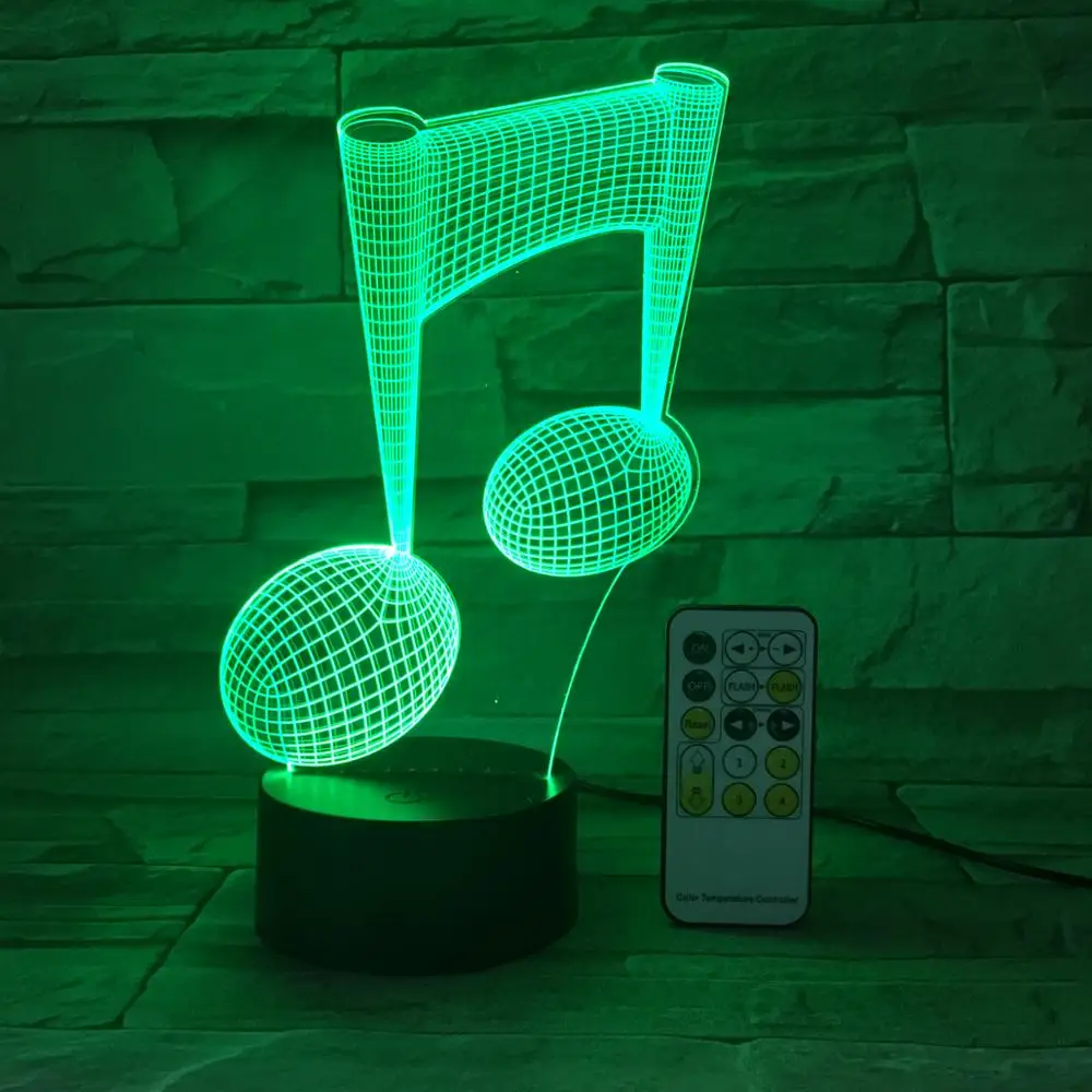 Musical Note Shape Creative 3d Illusion Lamp Led Night Lights 3d ...