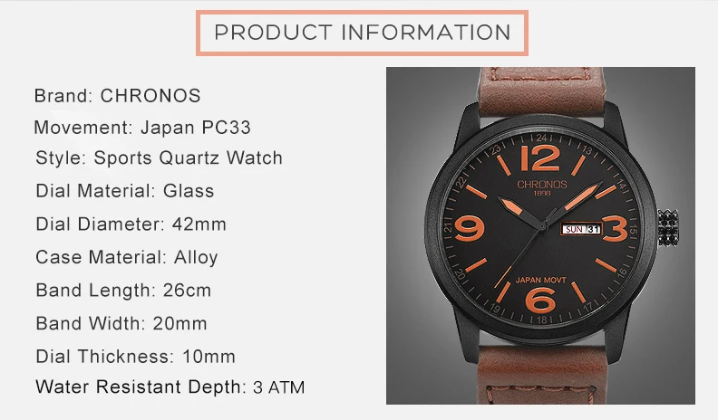 Chronos Mens Watches - Durable, Stylish, and Waterproof