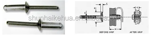 6.4mm Stainless Steel Hemlock Blind Rivet - GB Standards