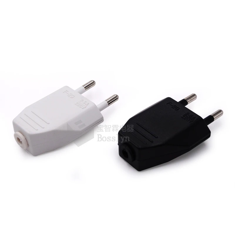 Rewireable 2 Pin European 4.0mm Eu Mains Plug With Insulation Pin 2.5a ...