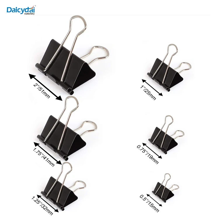 Universal Binder Clips Large Capacity Black Assorted Sizes Metal 15mm Universal Binder Clips Large Capacity Black Assorted Sizes Metal 15mm