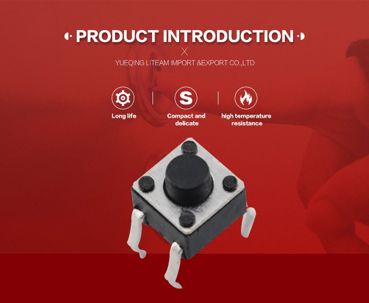 Factory Price Double Action 4 Pin Dip Momentary Tactile Tact Switch ...