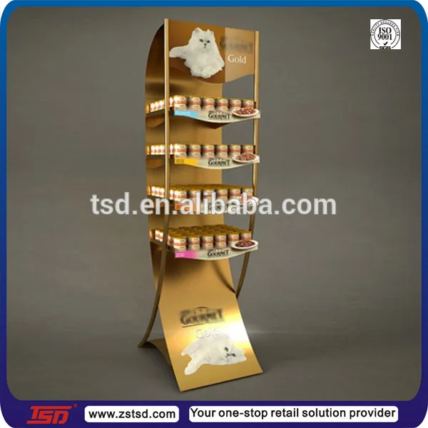 Custom Retail Store 5 Shelf Wooden Cat Pet Food Display Stands