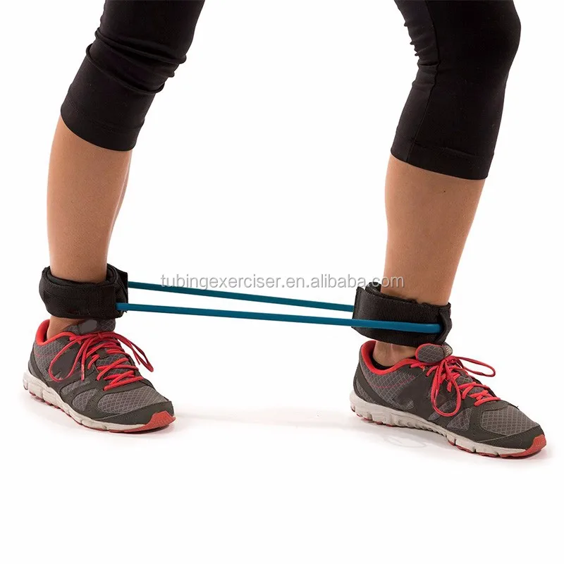 Leg Resistance Exercise Band Heavy Duty Tube With Padded Ankle Cuffs ...